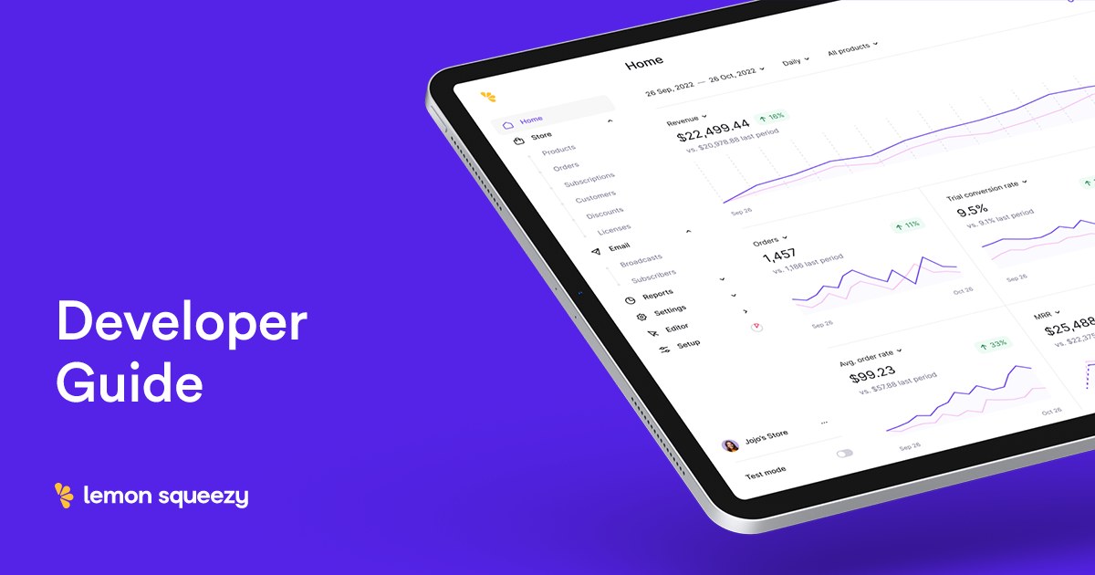 Guides: Developer Guide • Lemon Squeezy