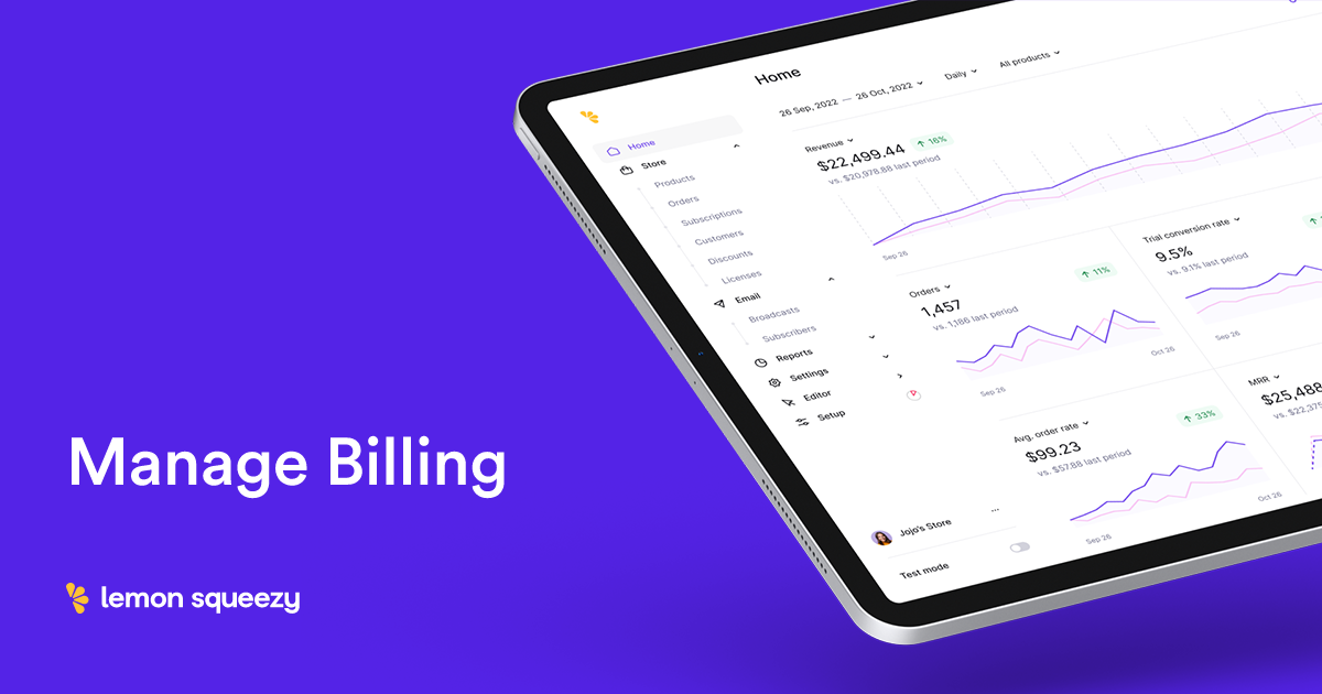 Docs: Manage Billing • Lemon Squeezy