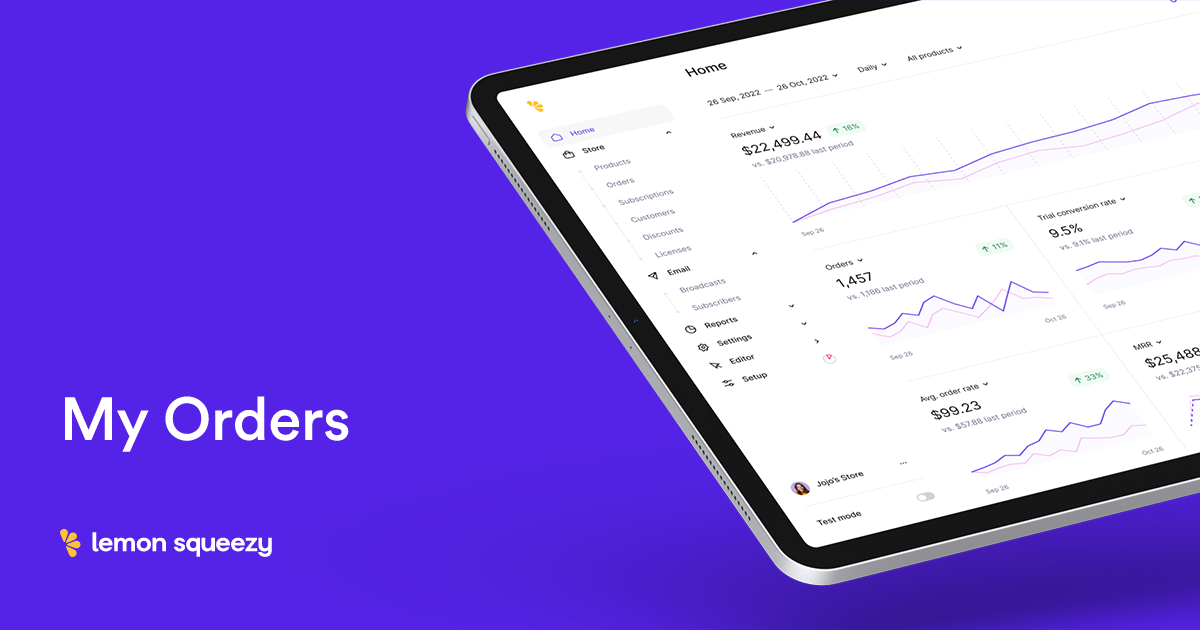 Docs: My Orders • Lemon Squeezy