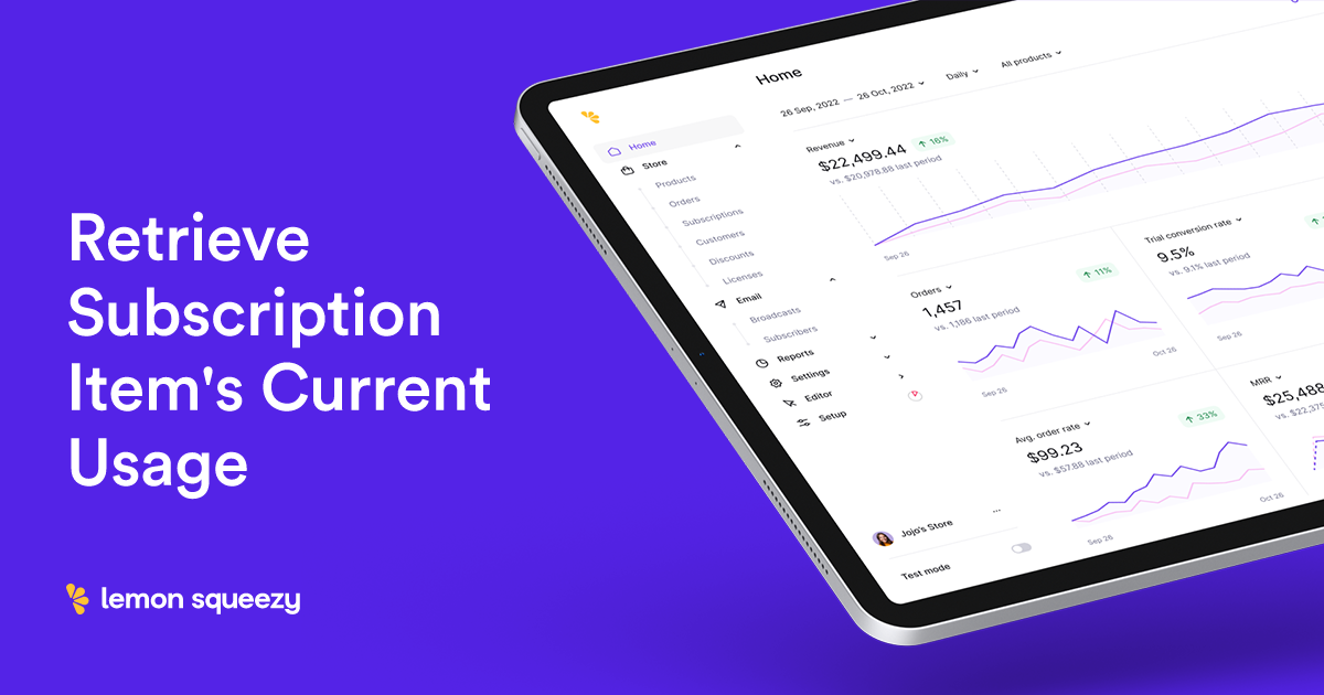 API Docs: Retrieve Subscription Item's Current Usage • Lemon Squeezy